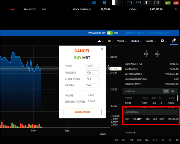Trading from Chart – FirstMetroSec Help Center